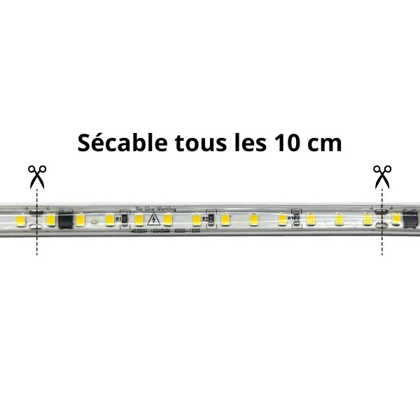 Ruban LED blanc chaud kit 220v complet de 1 à 50 mètres
